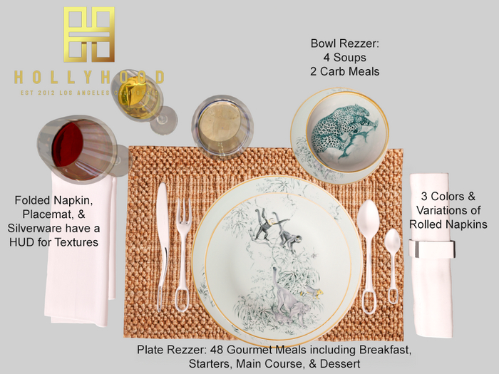 Second Life Marketplace - Hollyhood High H Dinnerware Set - Safari